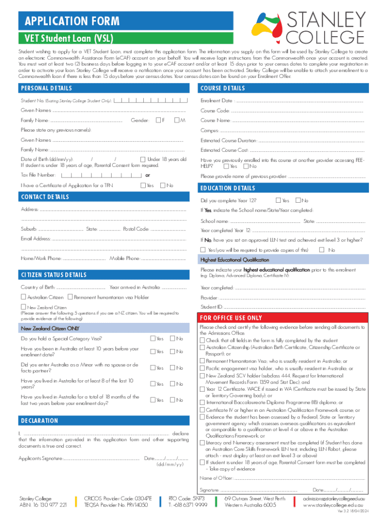 Fillable Online VF01VET Student Loan (VSL) request form Fax Email Print - pdfFiller