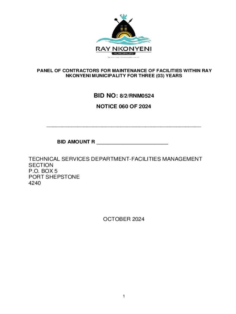 Fillable Online Panel of Contractors for Maintenance of Facilities Fax Email Print - pdfFiller