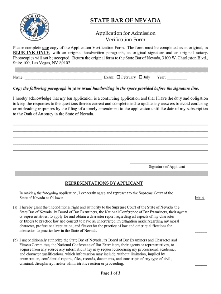 Fillable Online Application for Admission Verification Fax Email Print - pdfFiller