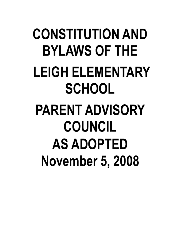Fillable Online constitution and bylaws of the leigh elementary school ...