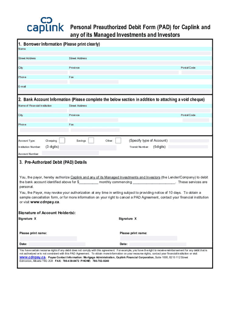 Fillable Online PAD - ELECTRONIC FUNDS TRANSFER AUTHORIZATION- ALL MIC Fax Email Print - pdfFiller