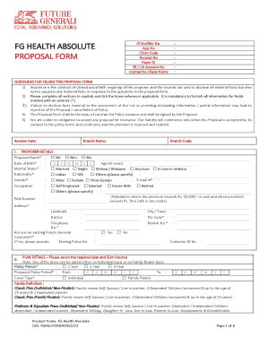 Fillable Online Fg Health Absolute Proposal Form Fax Email Print ...