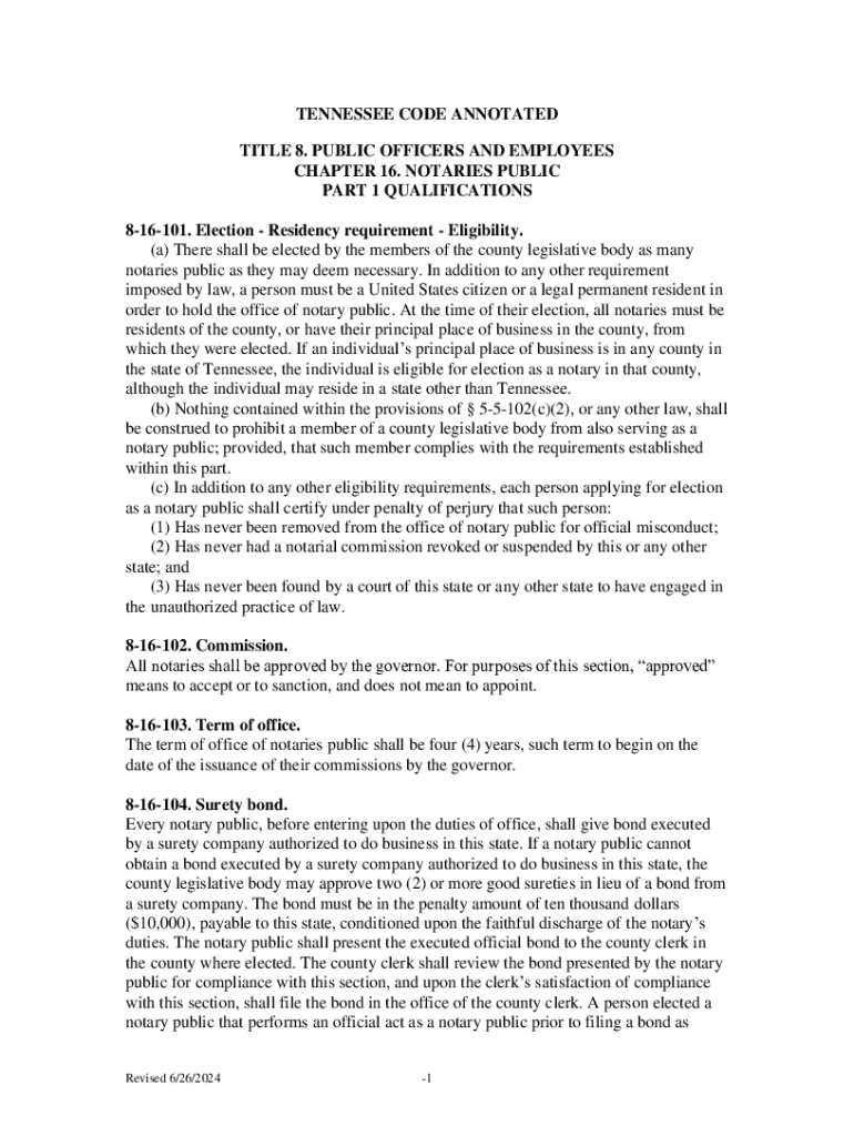 Fillable Online Tennessee Code Title 8. Public Officers and Employees ...
