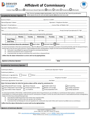 Fillable Online Affidavit of Commissary for Food Operations Fax Email ...