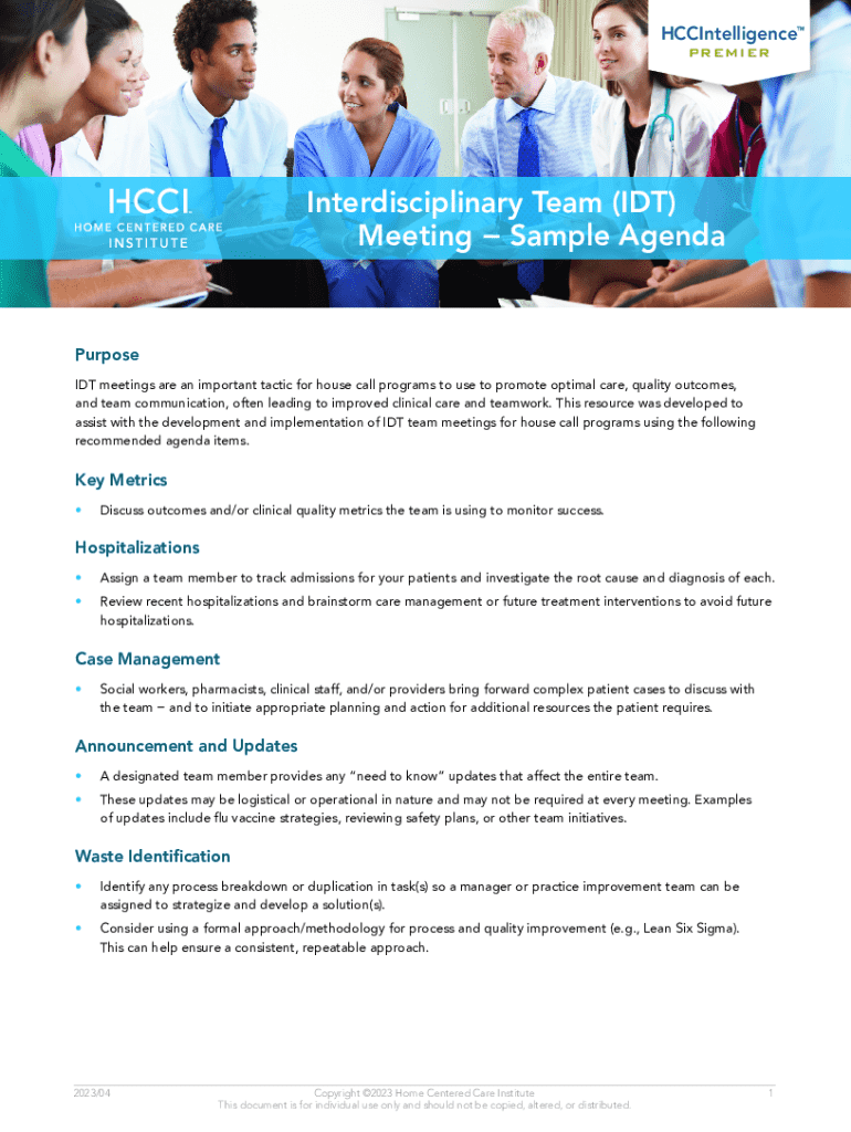 Fillable Online Hccintelligence Premier Idt Meeting Agenda Fax Email ...
