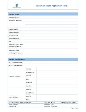 Fillable Online Education Agent Application Fax Email Print - pdfFiller
