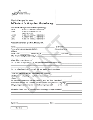 Fillable Online Self Referral for Outpatient Physiotherapy Fax Email Print - pdfFiller