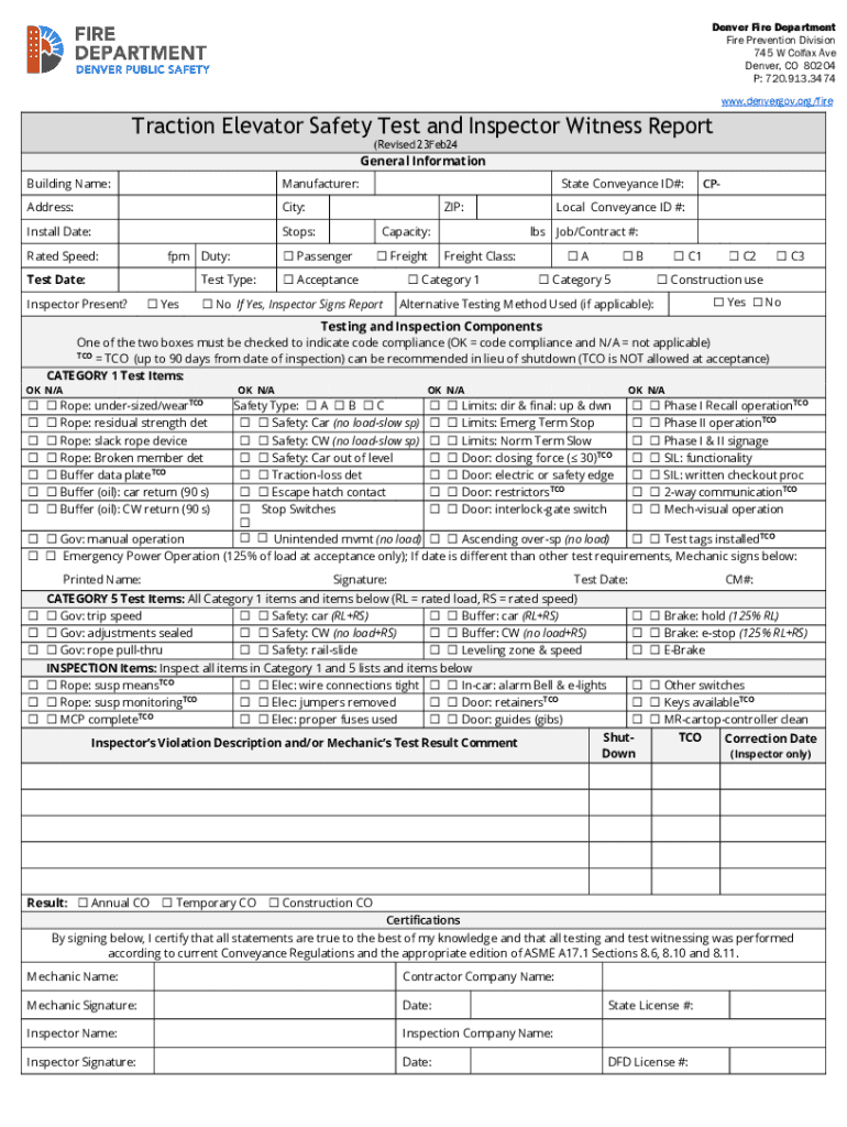 Fillable Online Elevator Inspection Report - Denvergov.org Fax Email ...
