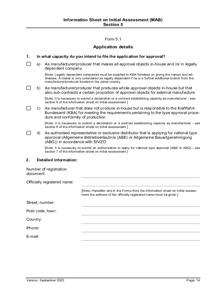 Fillable Online Information Sheet on Initial Assessment (MAB), Version ...