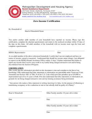 Fillable Online Zero Income Certification for Section 8 Housing Choice ...