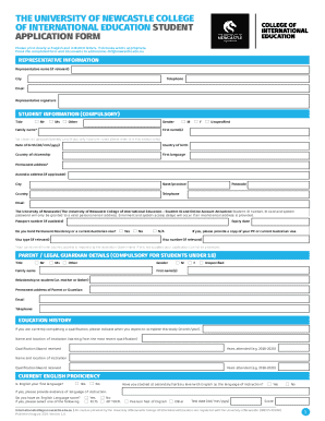 Fillable Online University of Newcastle College of International Education Student Application ...