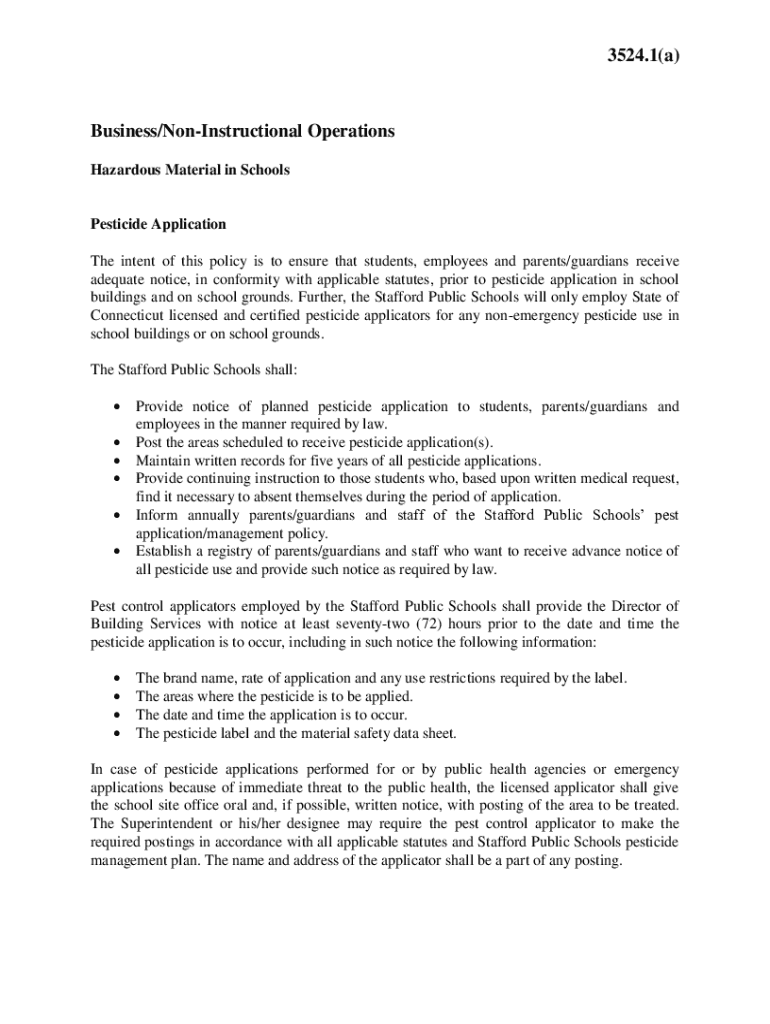 Fillable Online Hazardous Materials in Schools Pesticide Management/ ... Fax Email Print - pdfFiller