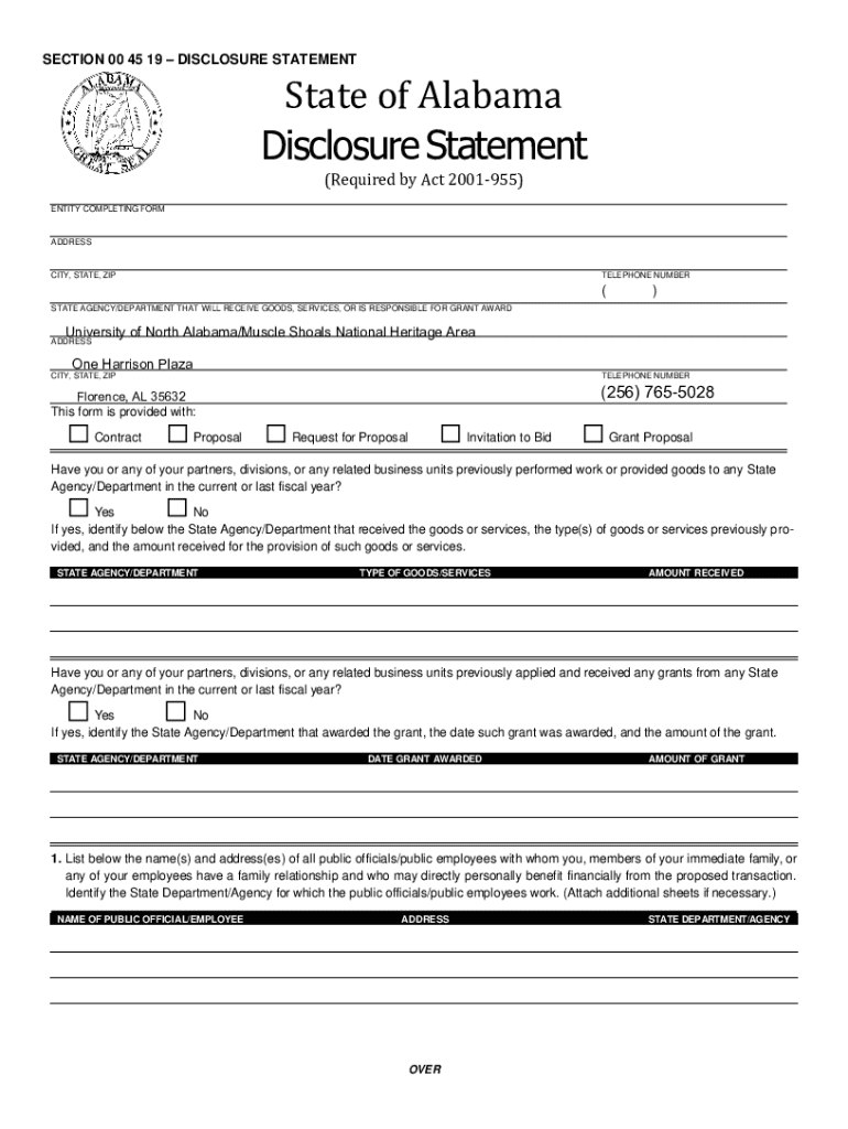 Fillable Online Alabama Code41-16-82 (2023) - Disclosure Statement ...