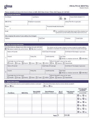 Fillable Online Health & Dental Claim Form Fax Email Print - pdfFiller