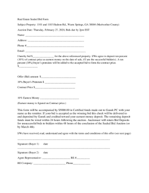 Fillable Online Sealed Bid Auction for Property in Warm Springs, Ga Fax Email Print - pdfFiller