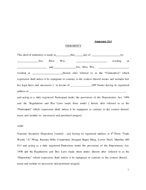 Fillable Online Indemnity Agreement Fax Email Print - pdfFiller