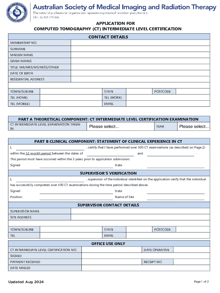 Fillable Online Ct Intermediate Level Certification Application Fax ...