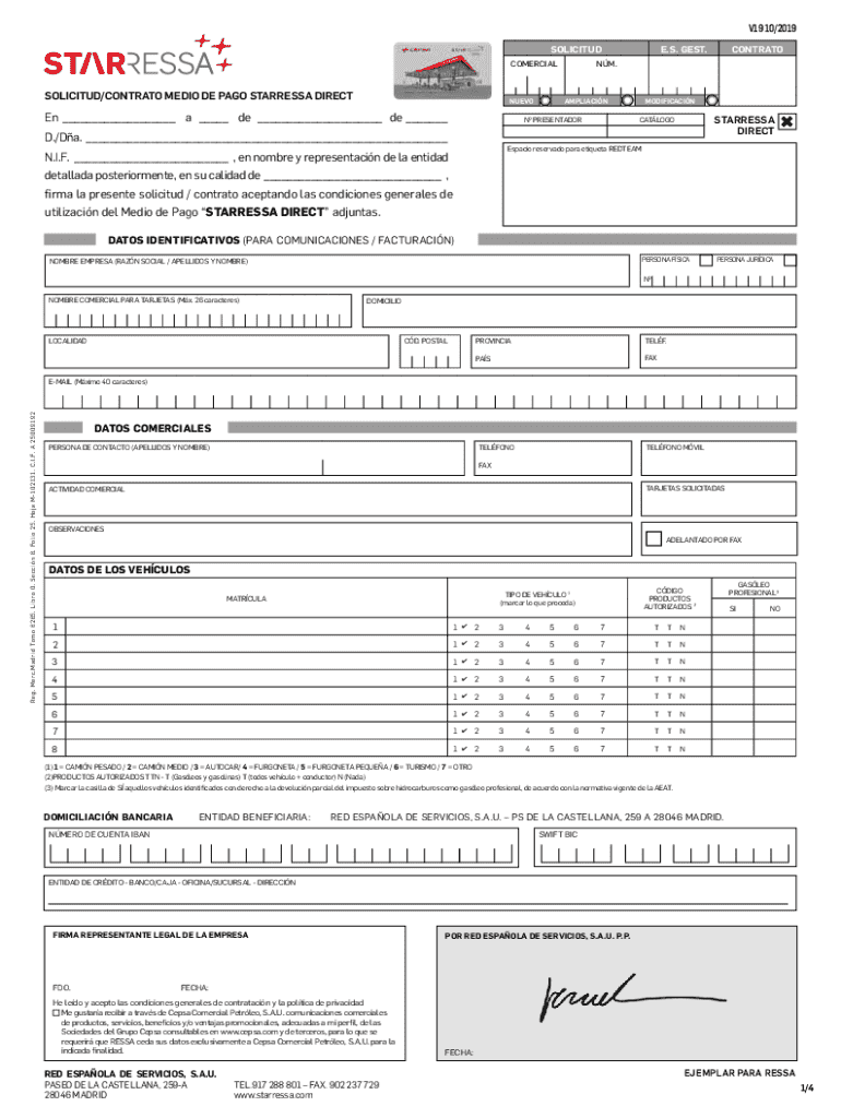 Rellenable en línea firma la presente solicitud / contrato aceptando ...