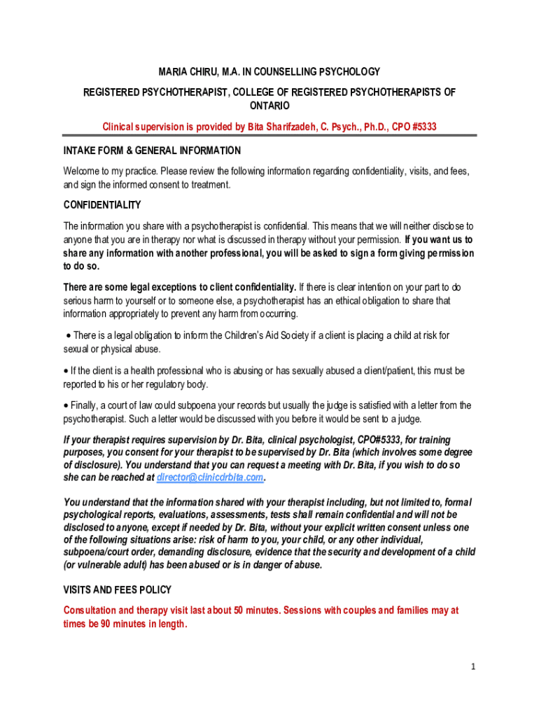 Fillable Online Clinical supervision is provided by Bita ... Fax Email Print - pdfFiller