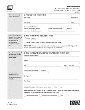 Fillable Online Moving Funds to an Employer-sponsored Retirement Plan ...