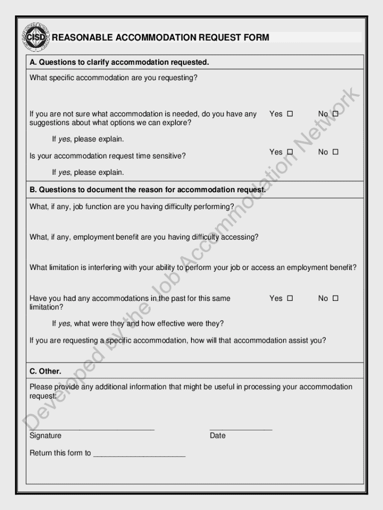 Fillable Online Request for Reasonable Accommodation Fax Email Print ...