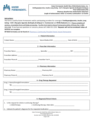 Fillable Online Prior Authorization for Glp-1 Receptor Agonists Fax ...