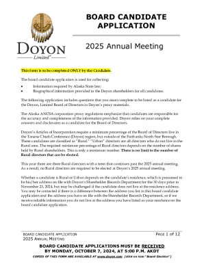 Fillable Online 2025 Annual Meeting Board Candidate Application Fax ...