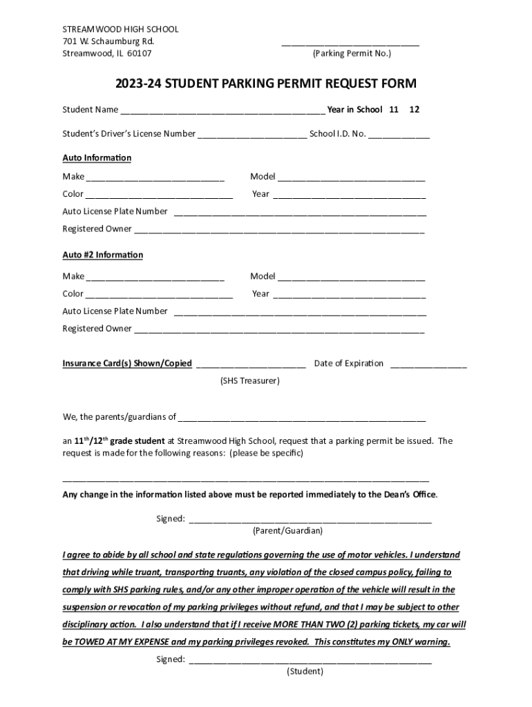 Fillable Online Student Parking Permit Request Fax Email Print - pdfFiller