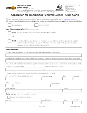 Fillable Online Application for an Asbestos Removal Licence Fax Email ...