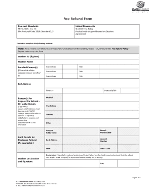 Fillable Online Fee Refund Application Fax Email Print - pdfFiller