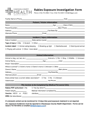Fillable Online Rabies Exposure Investigation Form Fax Email Print ...