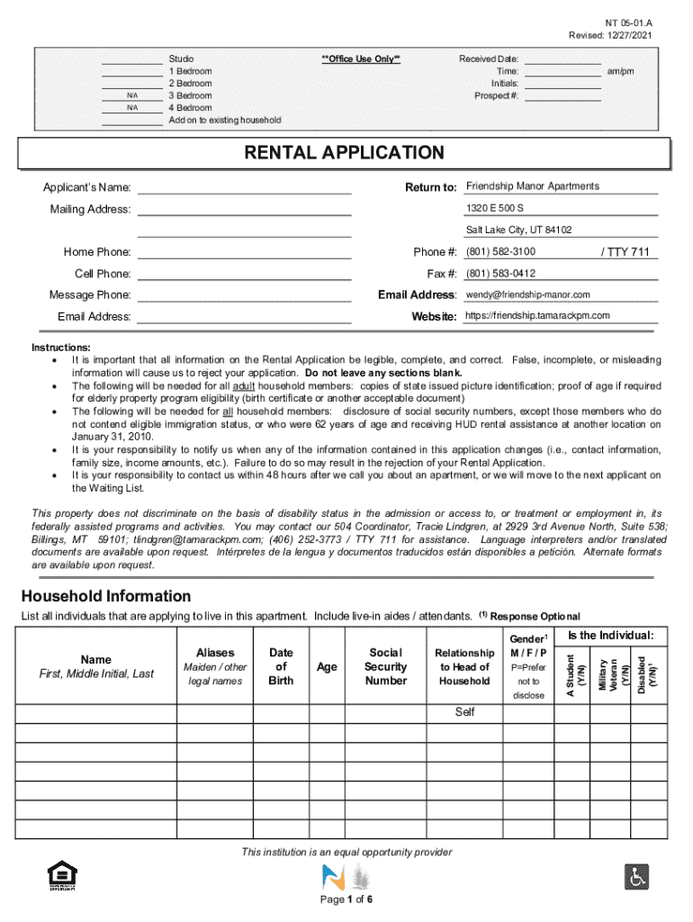 Fillable Online Friendship Manor Apartments Rental Application Fax Email Print - pdfFiller