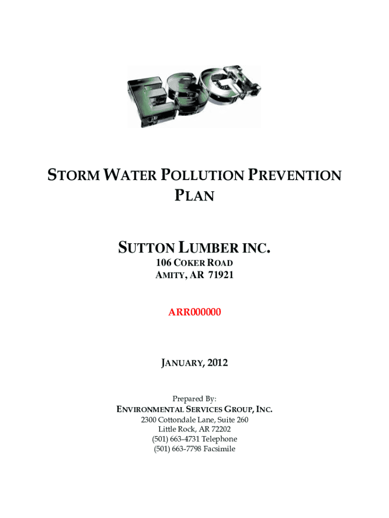 Fillable Online Storm Water Pollution Prevention Plan for Sutton Lumber ...