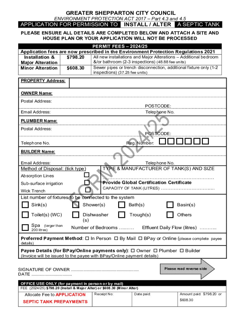Fillable Online APPLICATION FOR SEPTIC TANK RECORDS Fax Email Print - pdfFiller