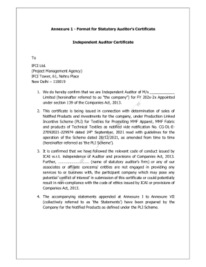 Fillable Online Independent Auditor Certificate Fax Email Print - pdfFiller