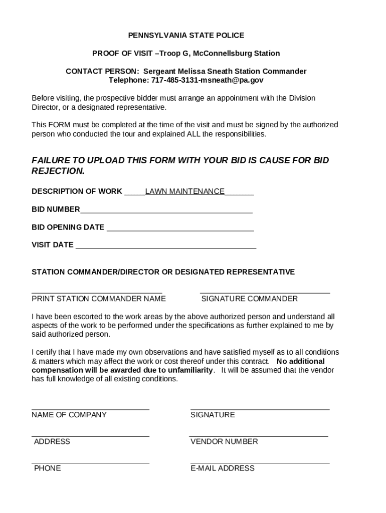 Proof of Visit Doc Template | pdfFiller