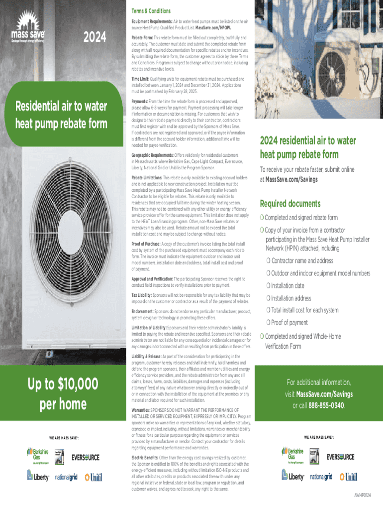 Fillable Online 2024 Air to Water Heat Pump Rebate Terms & Conditions ...