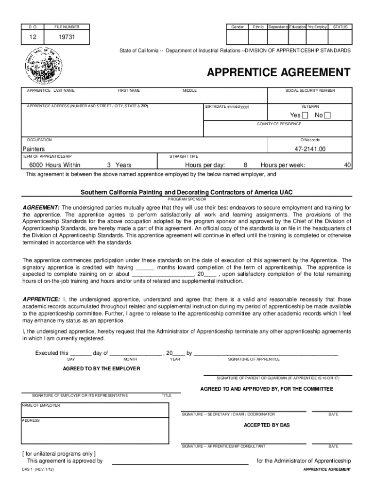 Fillable Online California Apprentice Agreement Fax Email Print - pdfFiller