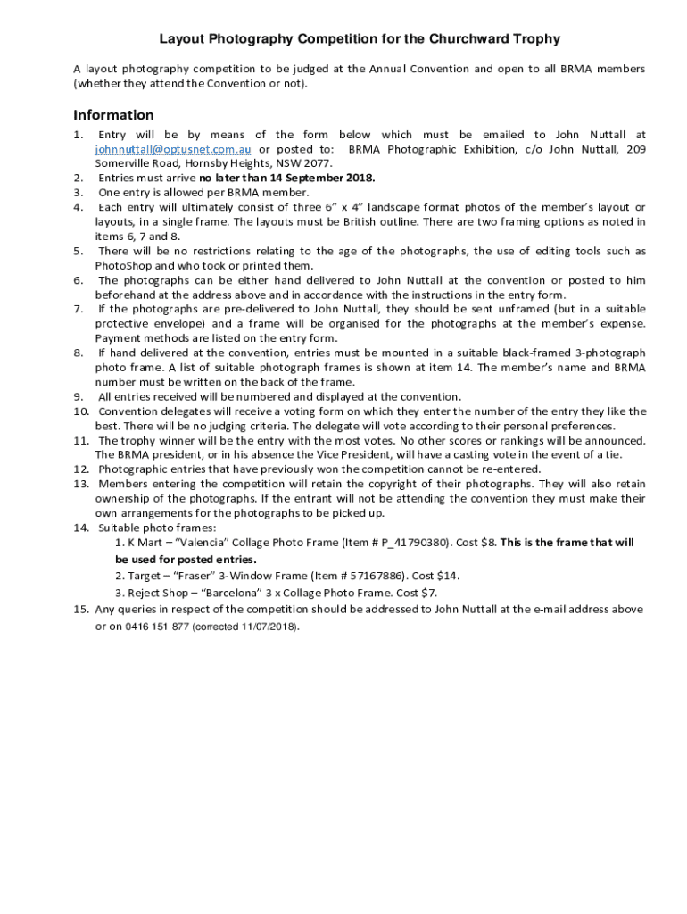 Fillable Online Layout Photography Competition for the Churchward Trophy Fax Email Print - pdfFiller