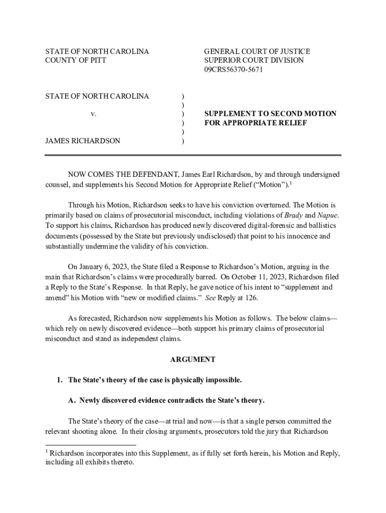 Fillable Online State of North Carolina V. James Richardson Fax Email ...
