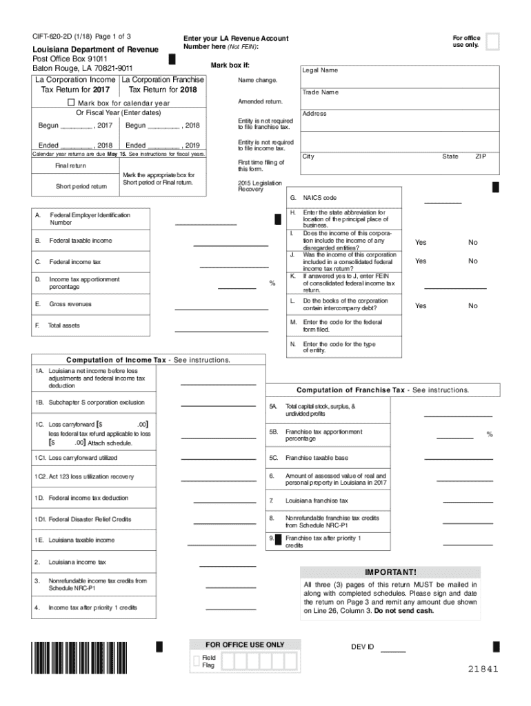 Fillable Online 2023 Form LA DoR CIFT-620 Fill Online, Printable ...