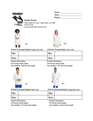 Fillable Online Lab Coat Order Form Fax Email Print - pdfFiller