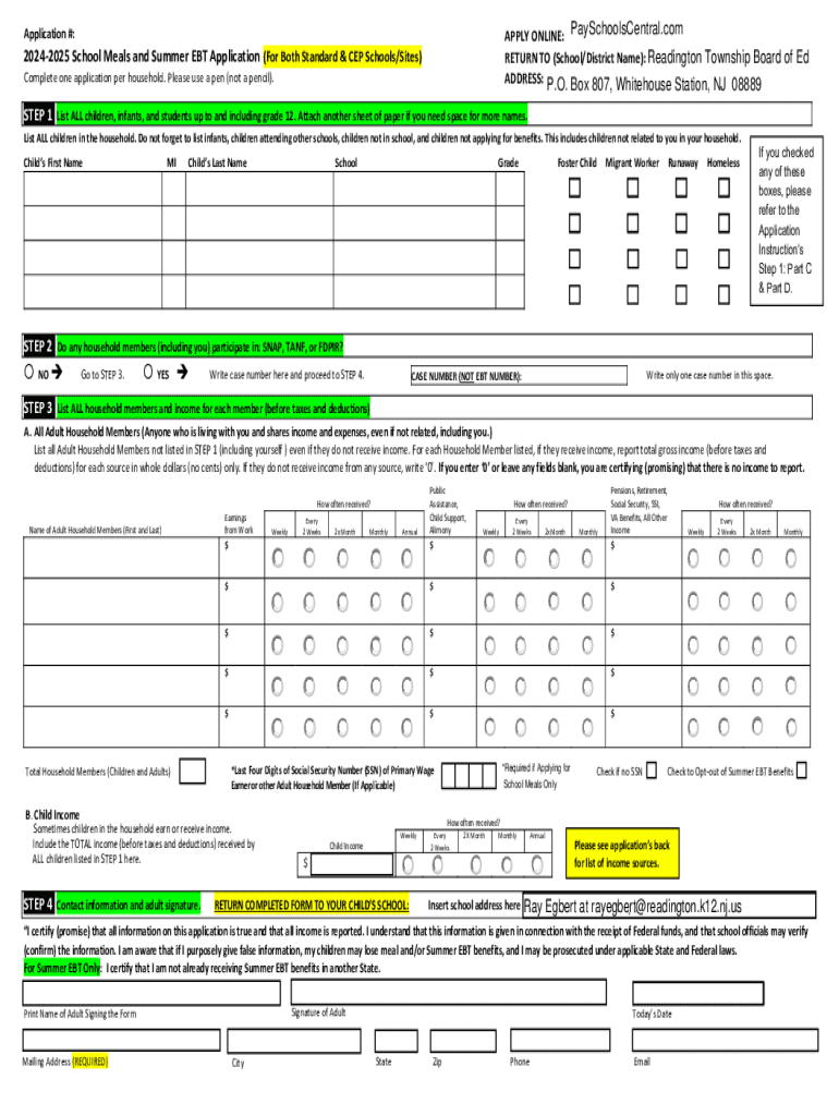 Fillable Online Meal Application Form Fax Email Print - pdfFiller