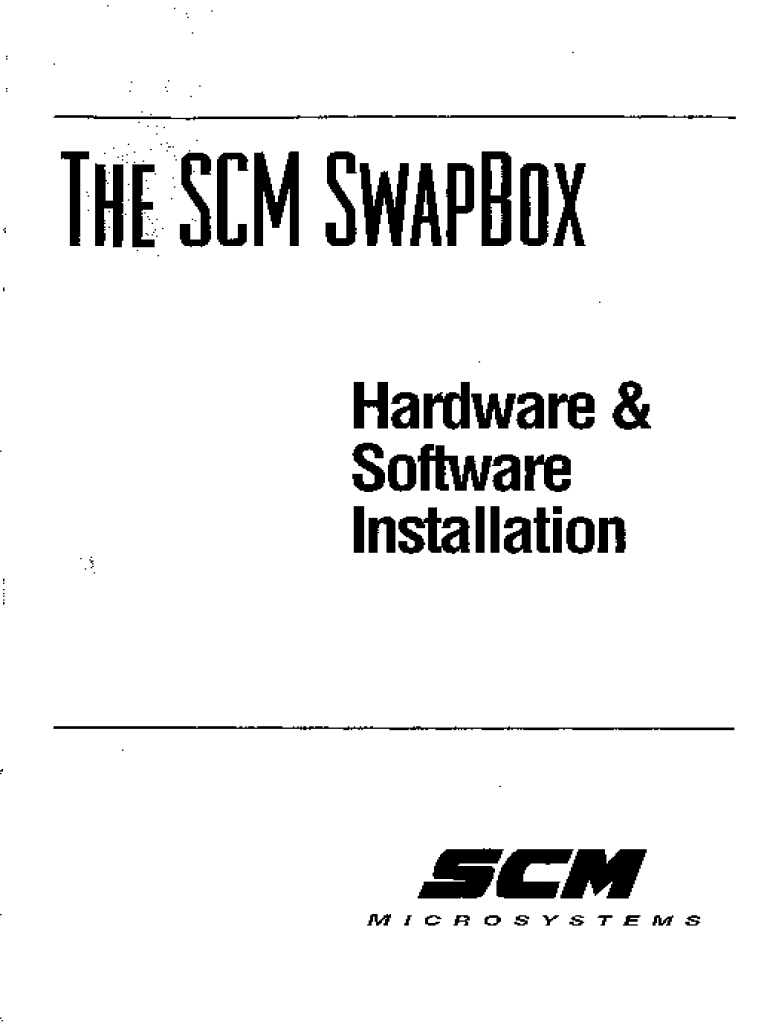 Fillable Online The SCM SwapBox Hardware & Software Installation 01 ...