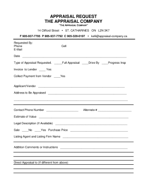Fillable Online Appraisal Request Fax Email Print - pdfFiller