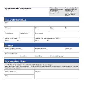 Fillable Online Employment Application Form Fax Email Print - pdfFiller