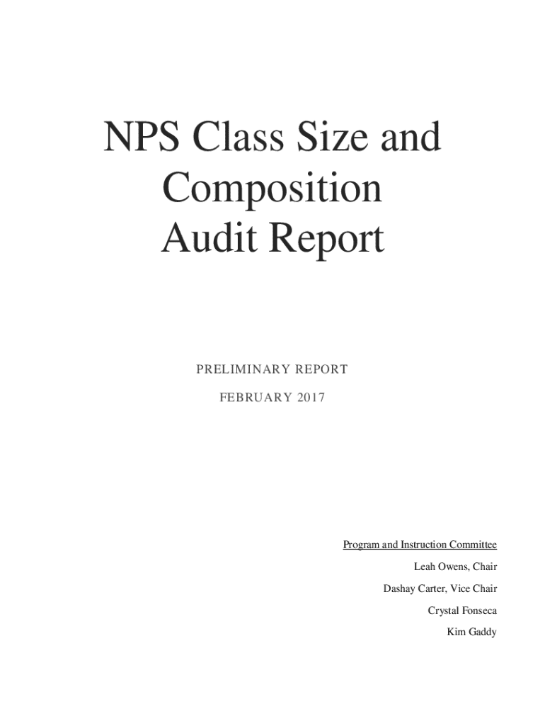 Fillable Online Nps Class Size and Composition Audit Report - Preliminary Report Fax Email Print ...