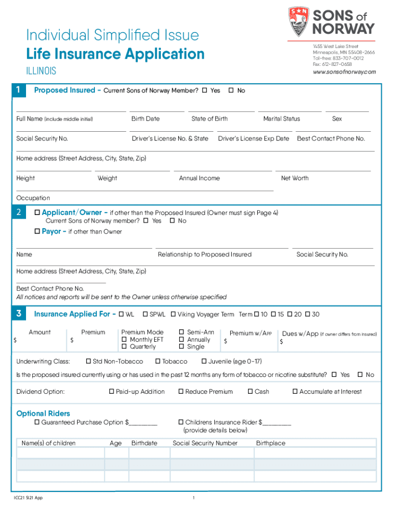 Fillable Online Life Insurance Application Fax Email Print - pdfFiller