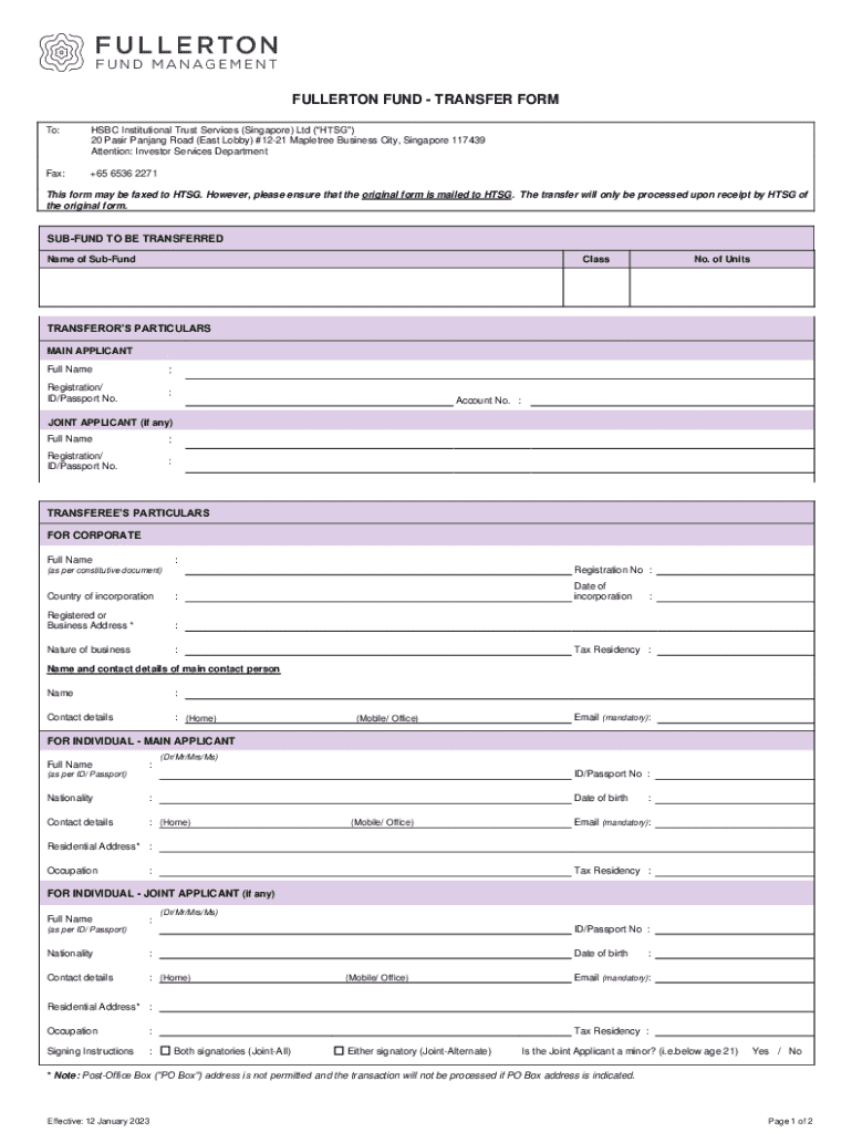 Fillable Online Fullerton Fund Transfer Form Fax Email Print - pdfFiller