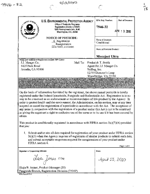 Fillable Online Notice of Pesticide Registration for Mycoject Ultra Fax ...